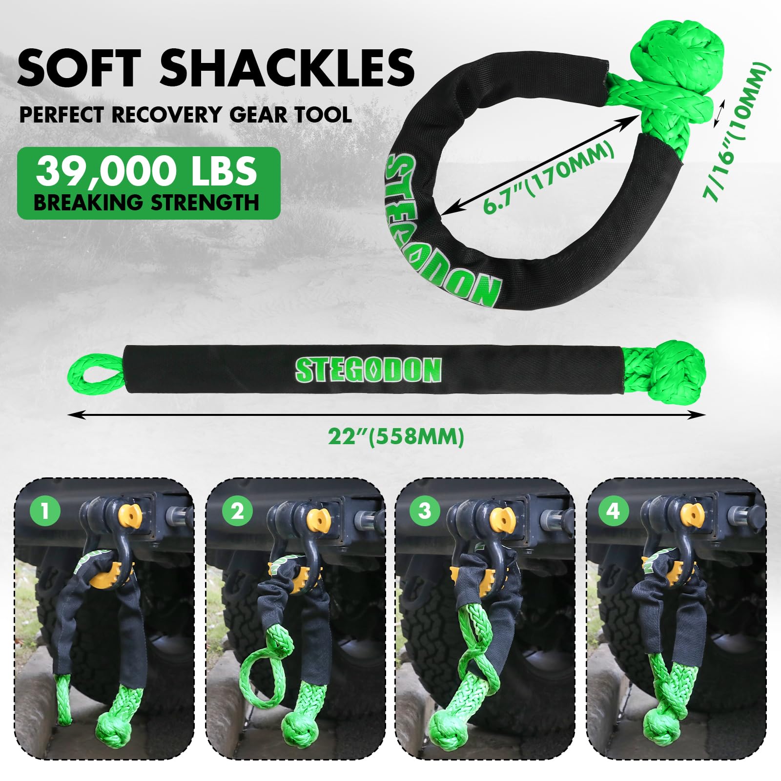 Snapklik.com : STEGODON Winch Rope 1/2in X 85ft Synthetic Winch Rope ...