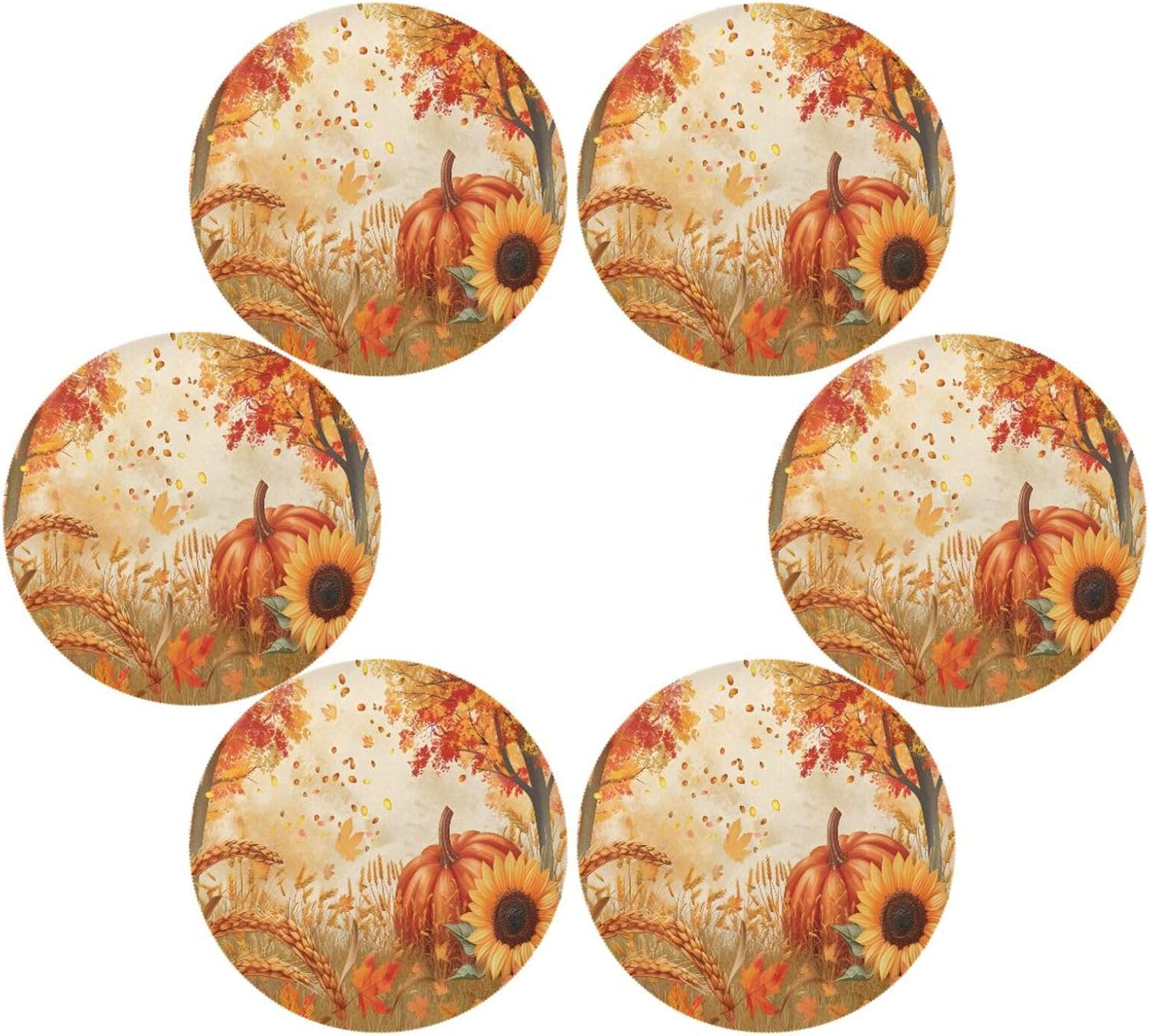 Amazon.com: Thanksgiving Round Placemats Set of 6,Fall Pumpkin ...