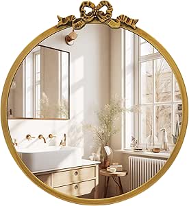 Amazon.com: Vintage Round Mirror Antique Gold Vanity Mirrors 12inch ...