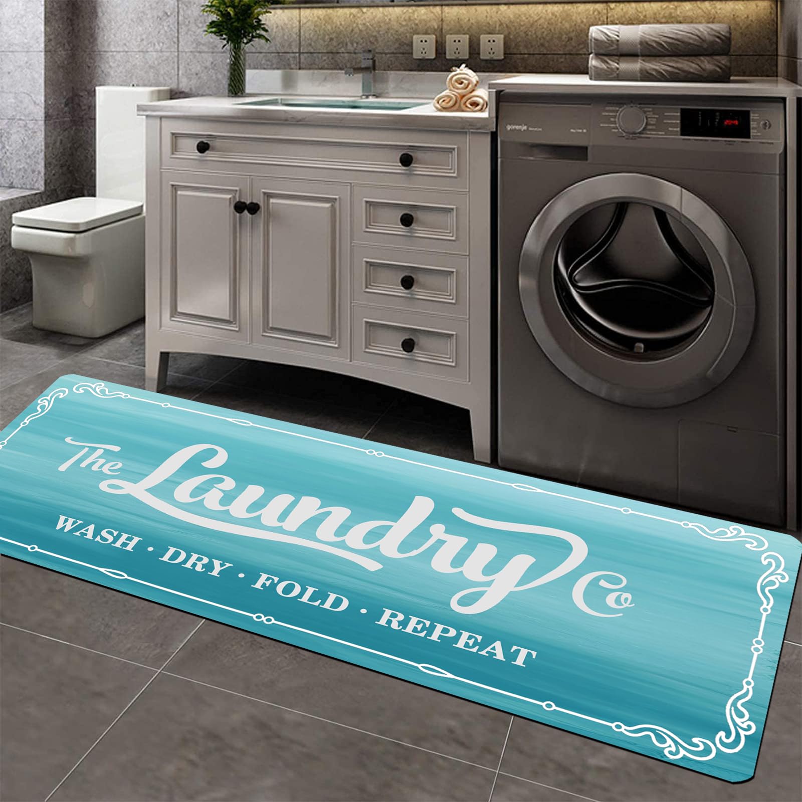 Amazon.com: SHANJIN Laundry Room Runner Rug 20"X59" Non-Slip Rubber ...