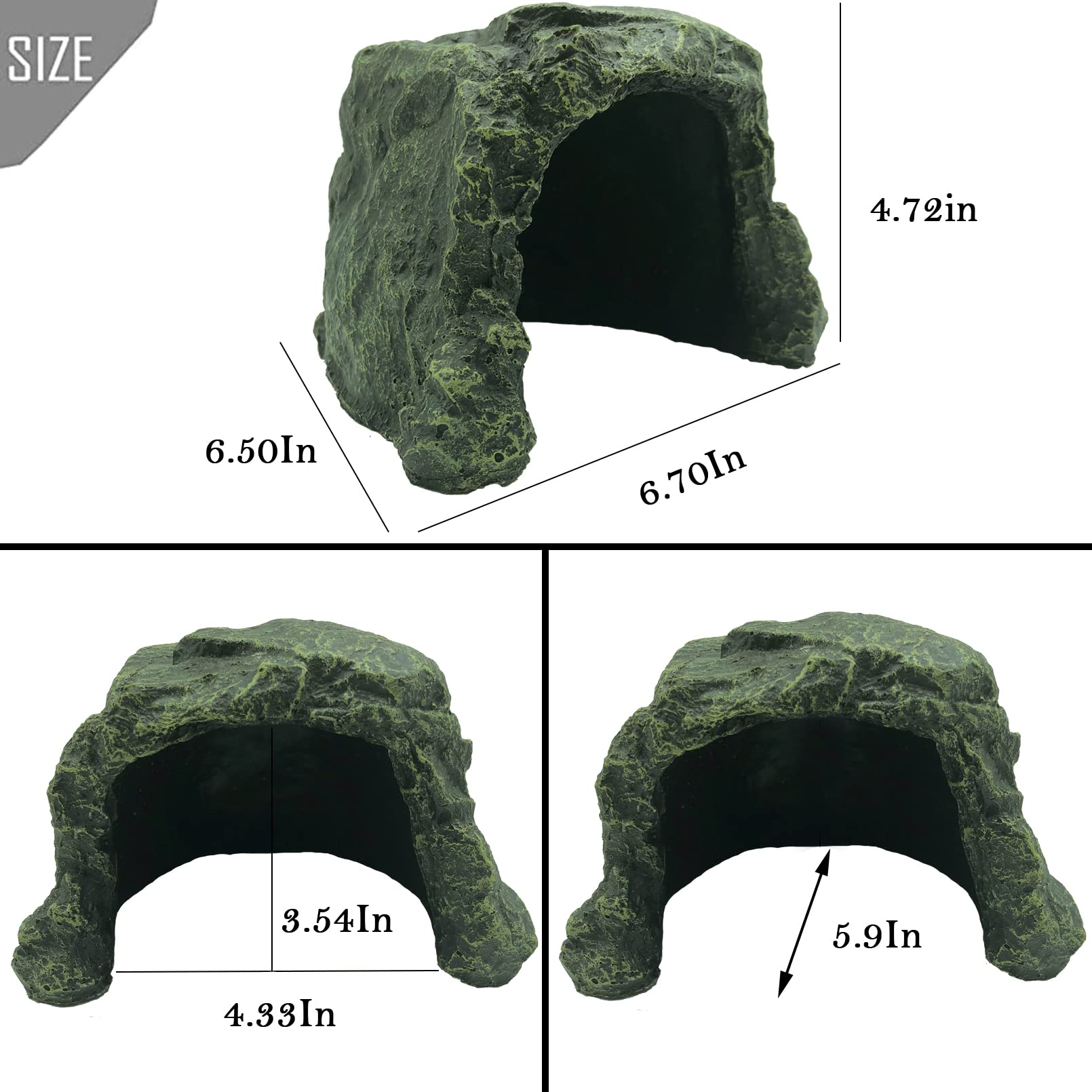 PINVNBY Large Reptile Hideout Cave,Resin Rock Hides Habitat Decor ...