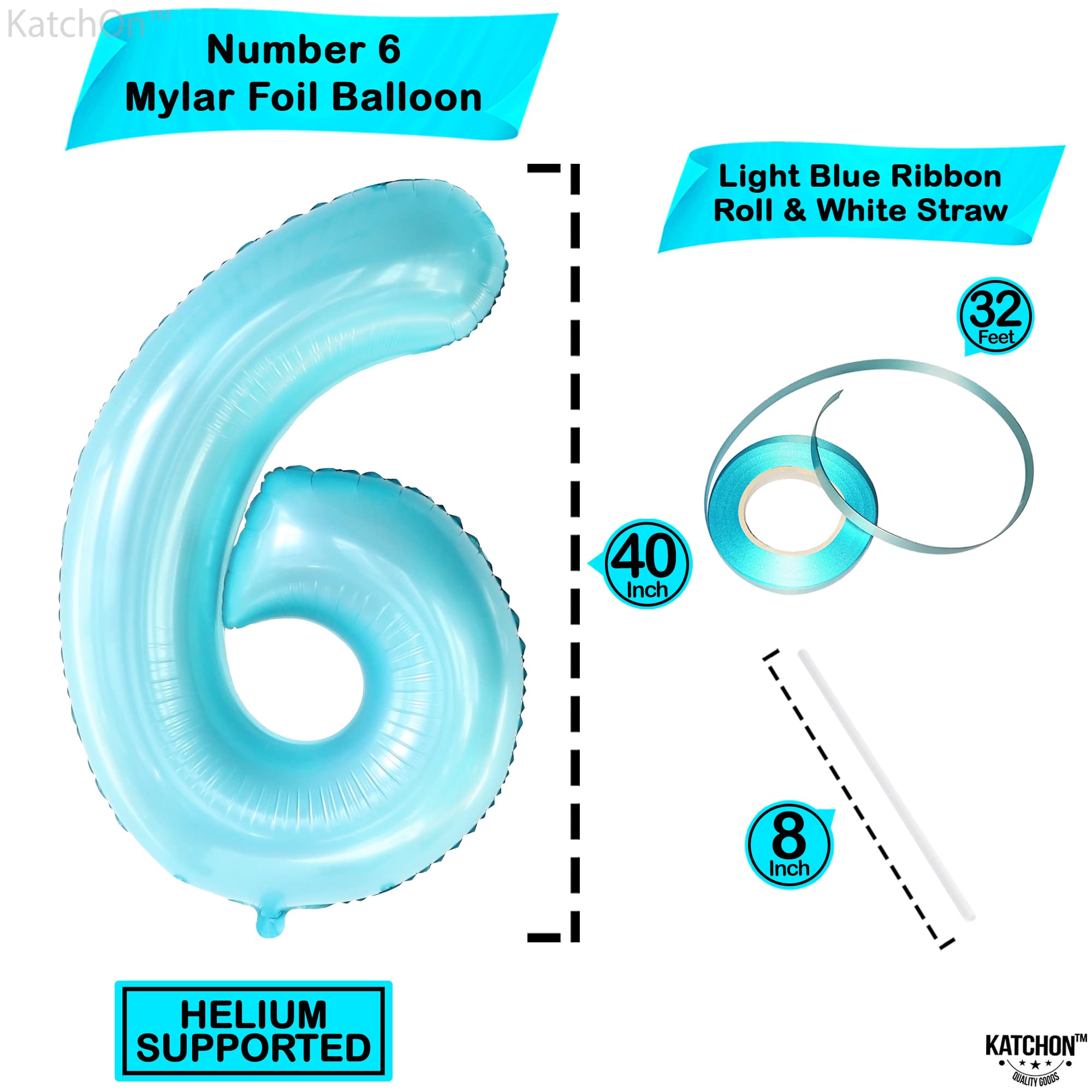 Snapklik.com : KatchOn Giant Light Blue Number 6 Balloon - 40 Inch