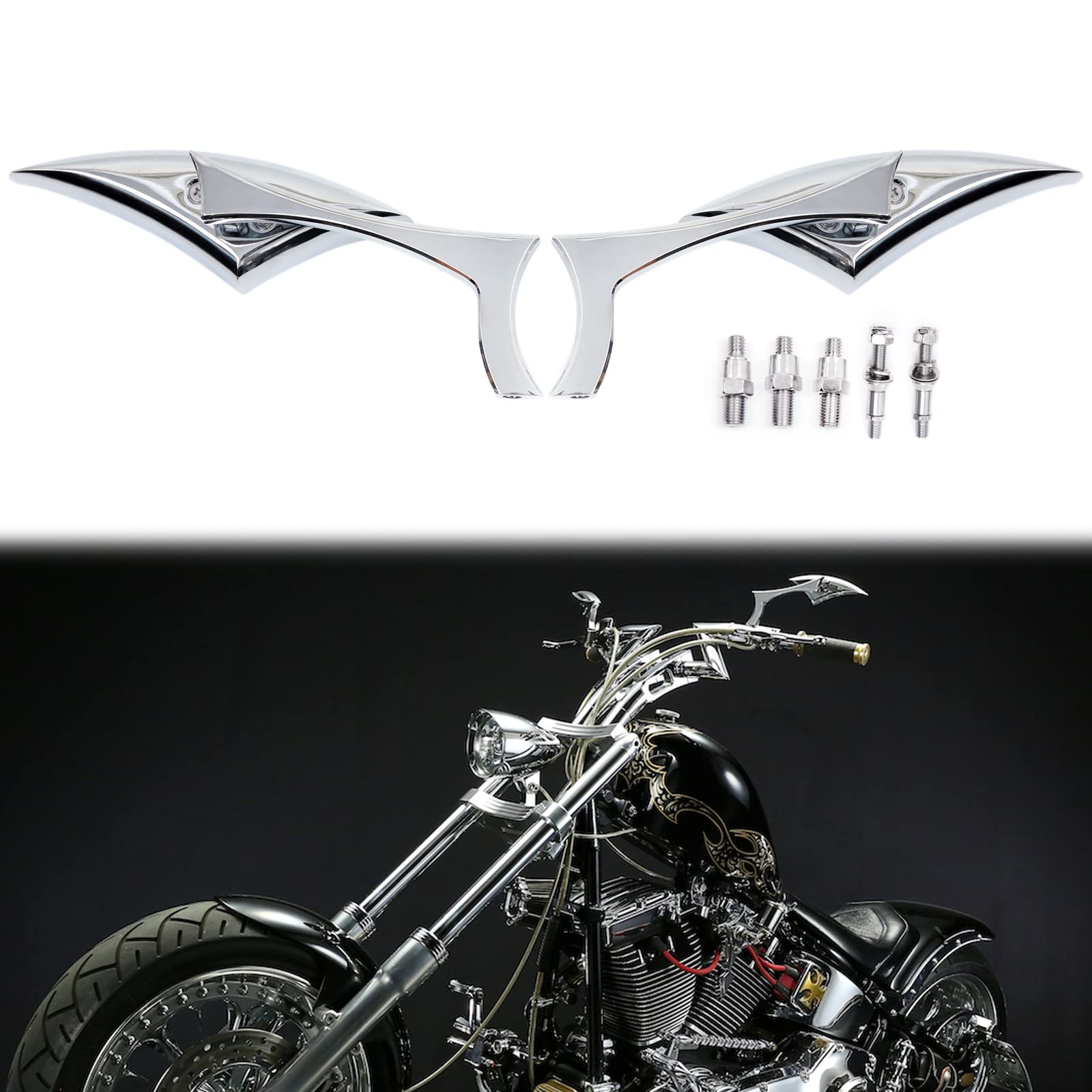 Snapklik.com : Chrome Motorcycle Side Mirrors Blade Compatible