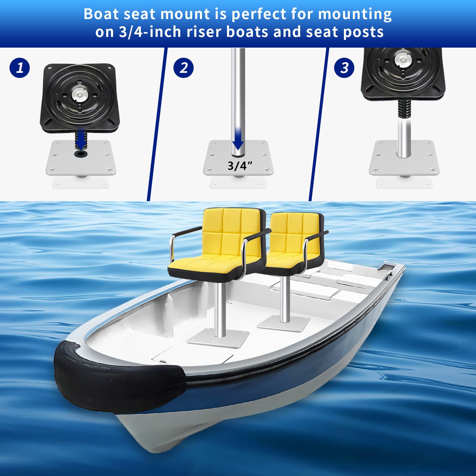 Snapklik.com : Boat Seat Base, 2PC 7" X 7" Aluminum Boat Seat Pedestals ...