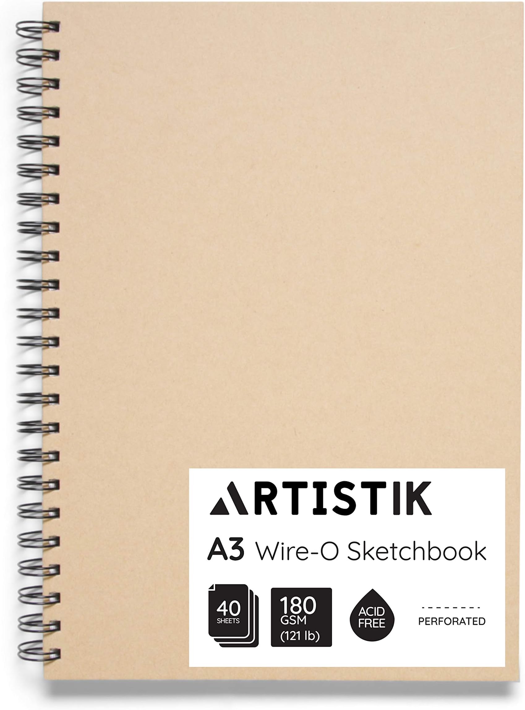 A3 Sketchbook - (Pack of 1 Books, 80 Pages (40 Sheets) Wire-O Portrait ...