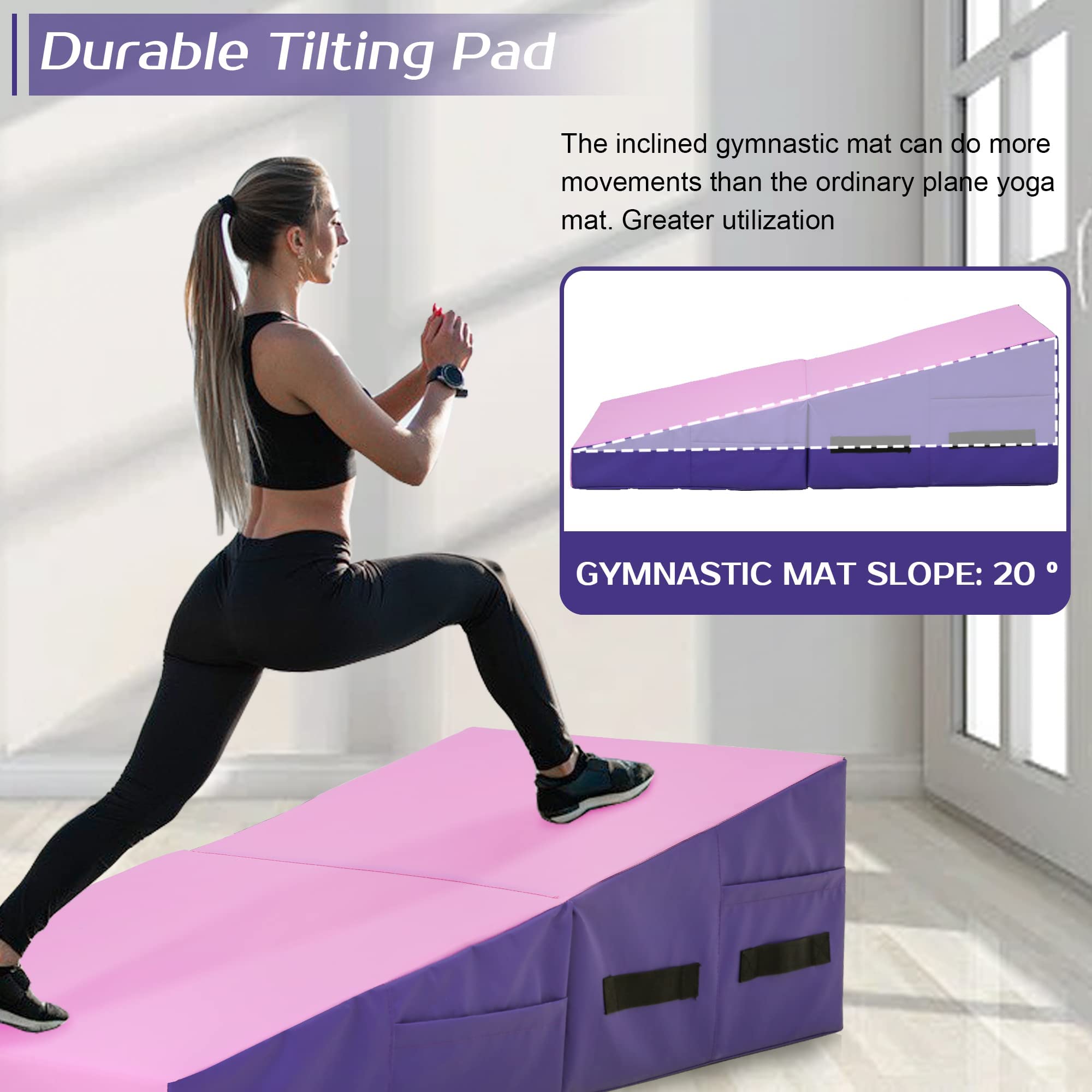 Gymnastics Mat 48''X24''X14'' Incline Tumbling Mats Folding Cheese Mat ...