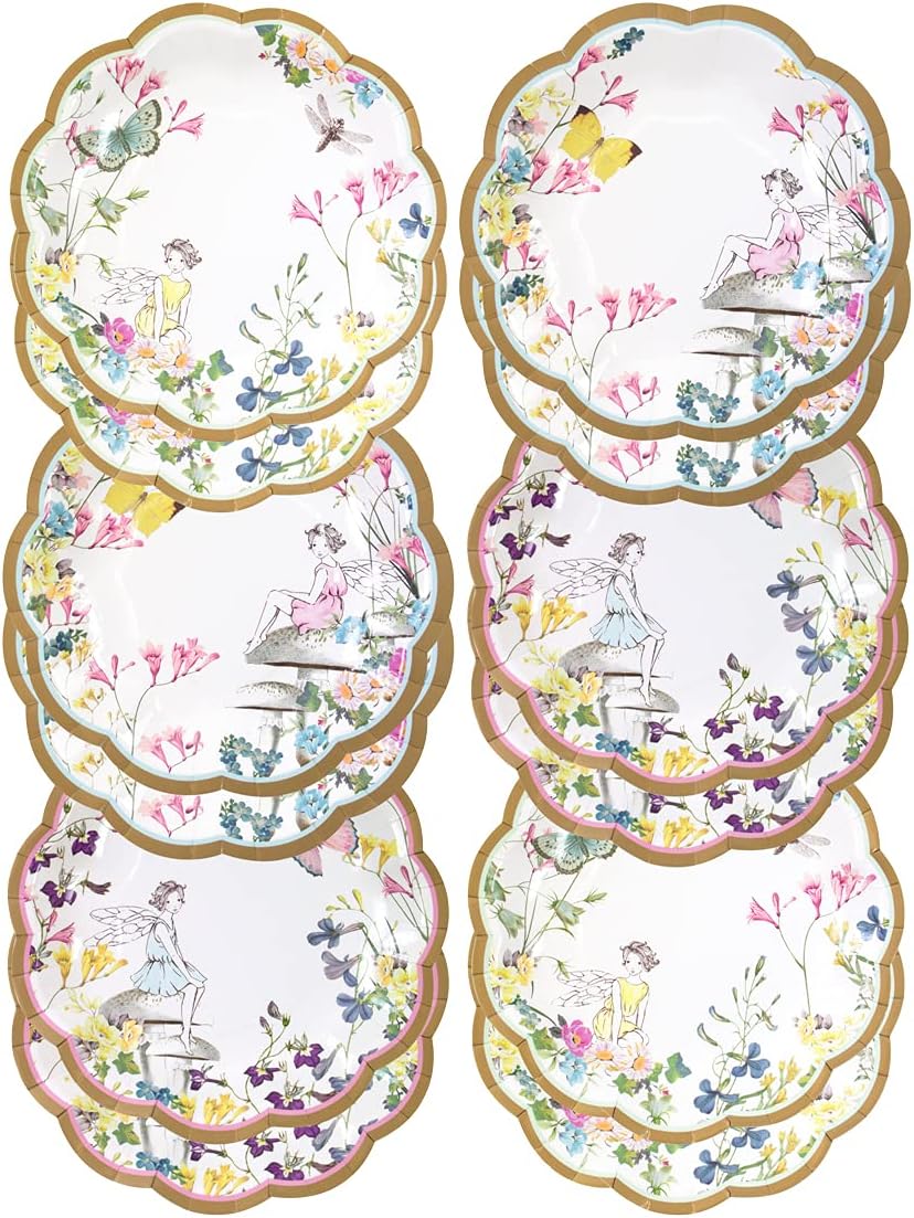 Amazon.com: Sparkle and Bash Fairy Tea Party Paper Plates for Girls ...