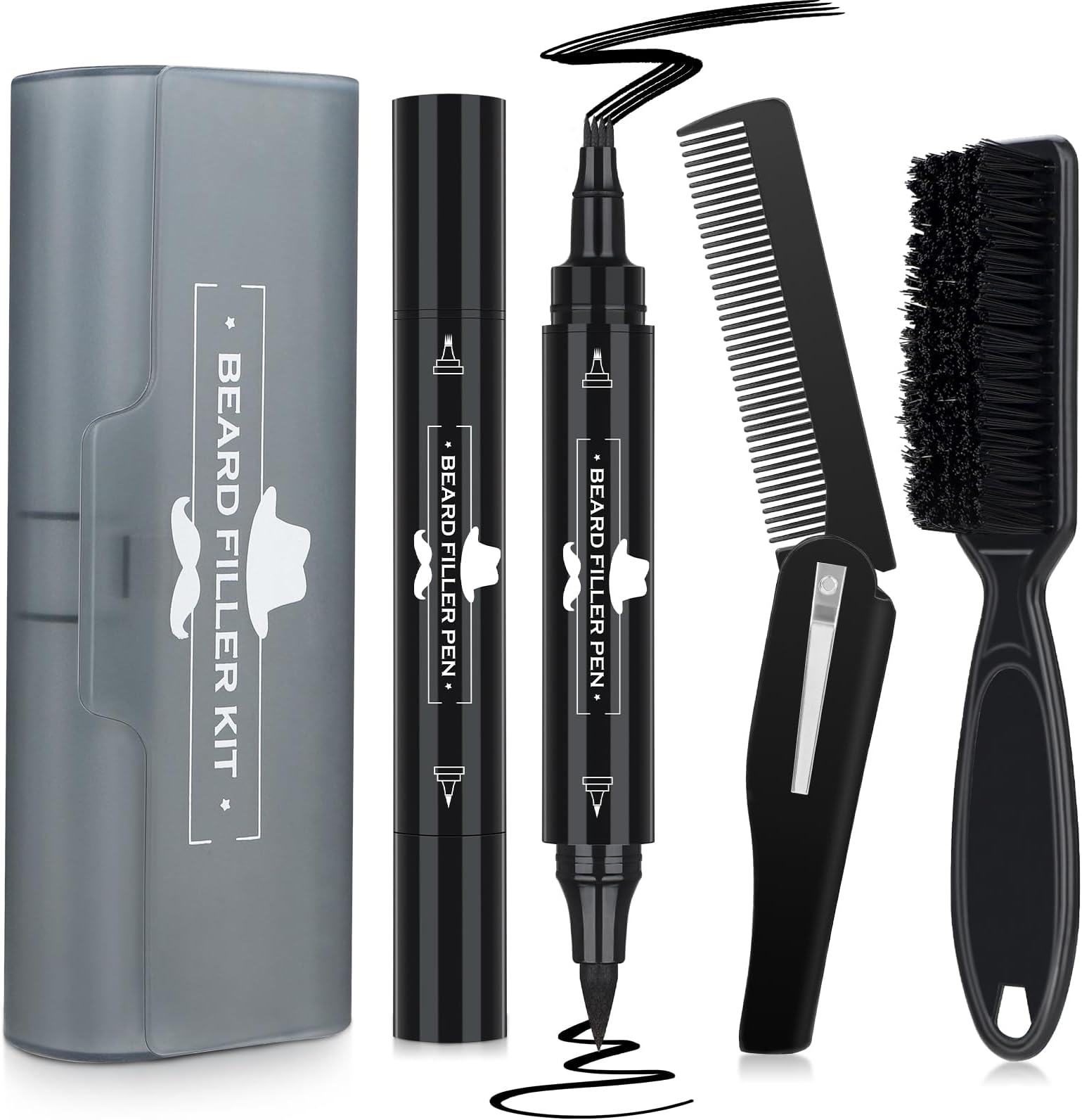 Amazon.com : Double Head Beard Filler for Men - Pencil with Brush and ...