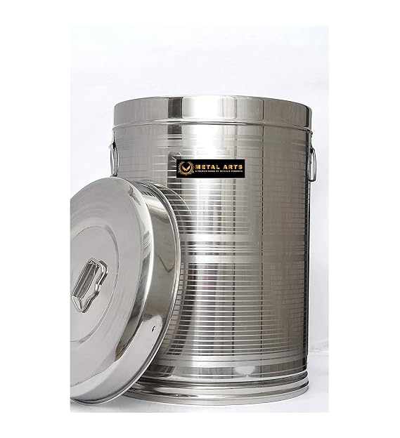 V Metal Arts Stainless Steel Drum/Kothi for Storage Grains/Rice (25 ...
