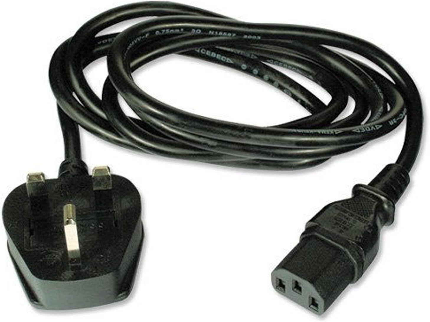 3m Kettle Lead - IEC (C13) to UK Mains (3 pin) Cable - 5A (amp ...