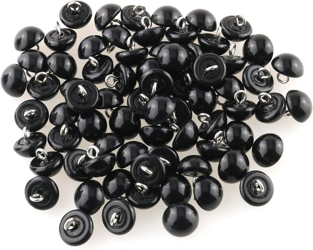 Amazon.com: Tegg Pearl Button 50PCS 10mm Black Bead Shirt Half Ball ...