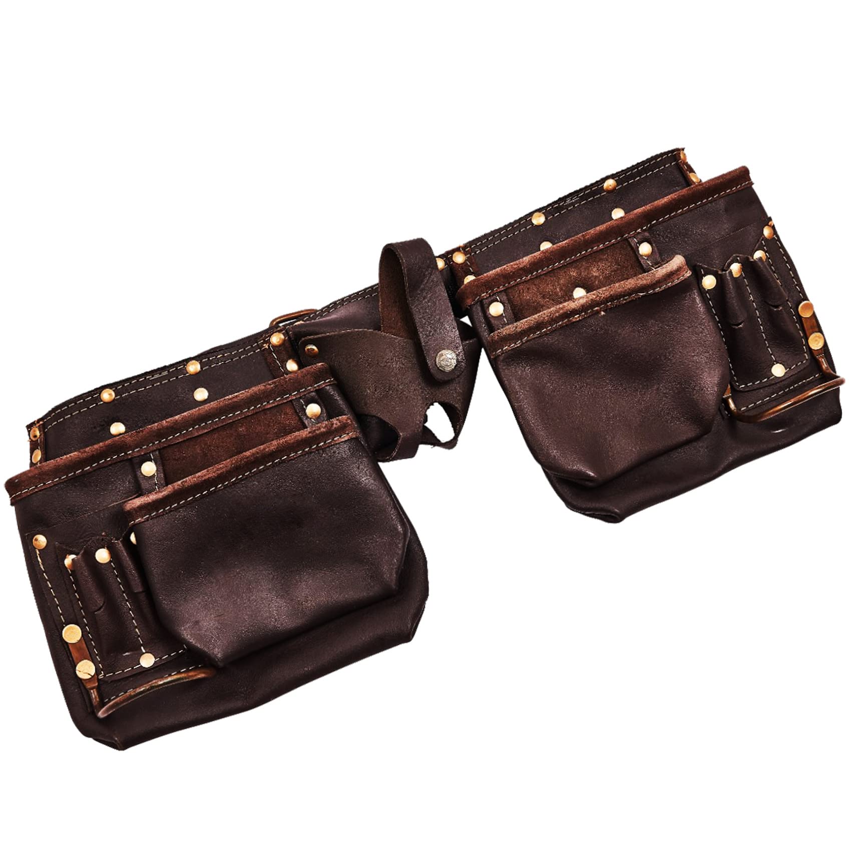 12x Pockets PREMIUM Heavy Duty Professional GENUINE Leather Tool Belt ...