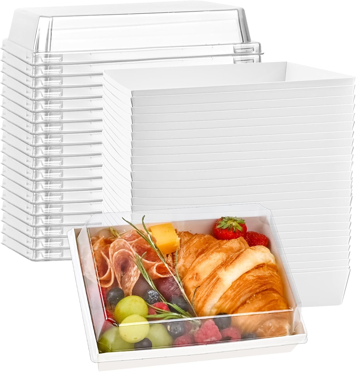 Amazon.com: Ocmoiy 7x5 Inch Charcuterie Boxes with Clear Lids, 50 Pack ...