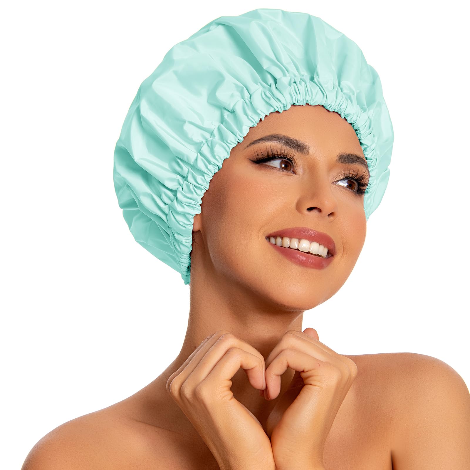 Amazon.com : Reusable Shower Cap for Women, Large Waterproof Shower ...