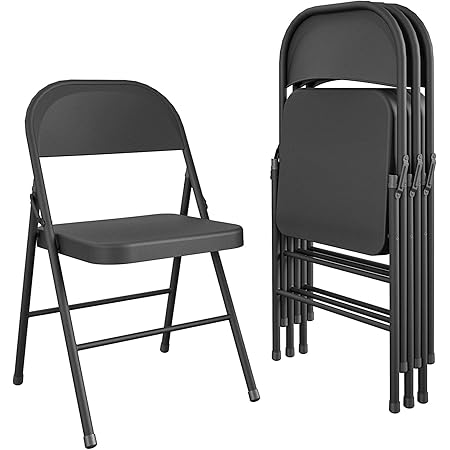COSCO Vinyl Folding Chair, 4 Pack, Black + Free Shipping