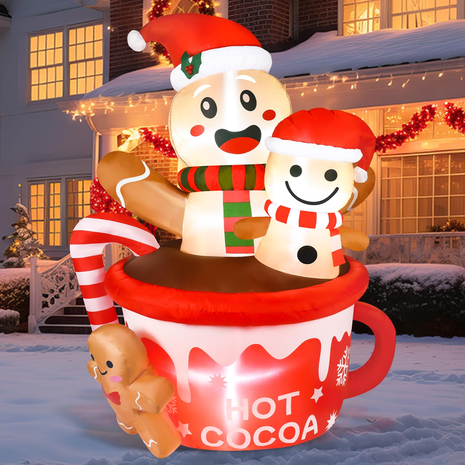 Amazon.com: Giant Inflatable Christmas Decoration Gingerbread Man with ...