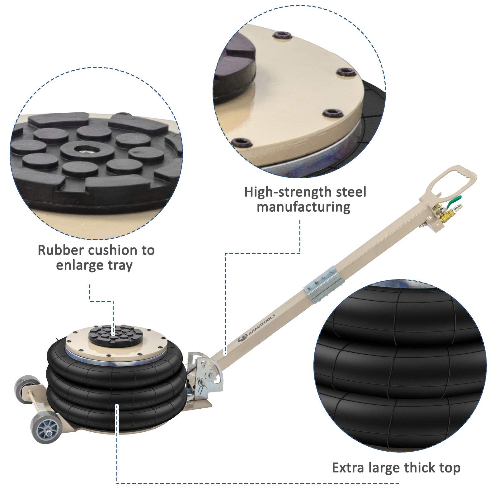 Snapklik.com : Sidasu Pneumatic Jack 16 Inch Lifting Height 3 Bag Air ...