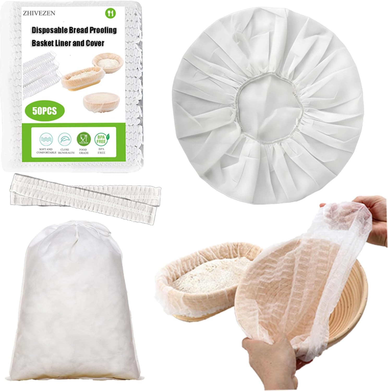 Amazon.com: 50 Pcs Disposable Banneton Liner,Non-Stick Bread Proofing ...