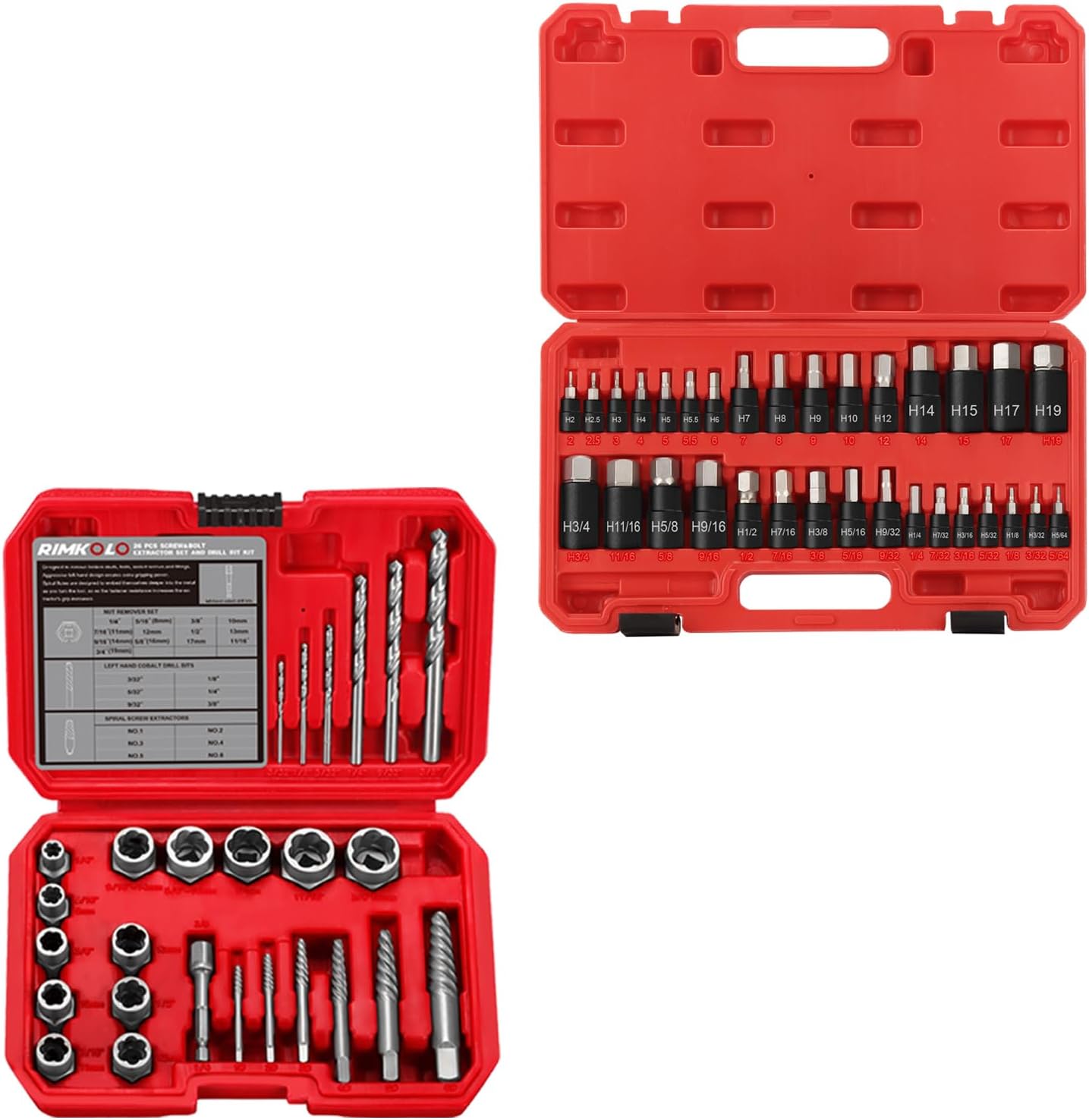 RIMKOLO 32-Piece Allen Socket Set and 26-Piece Screw Extractor Set ...