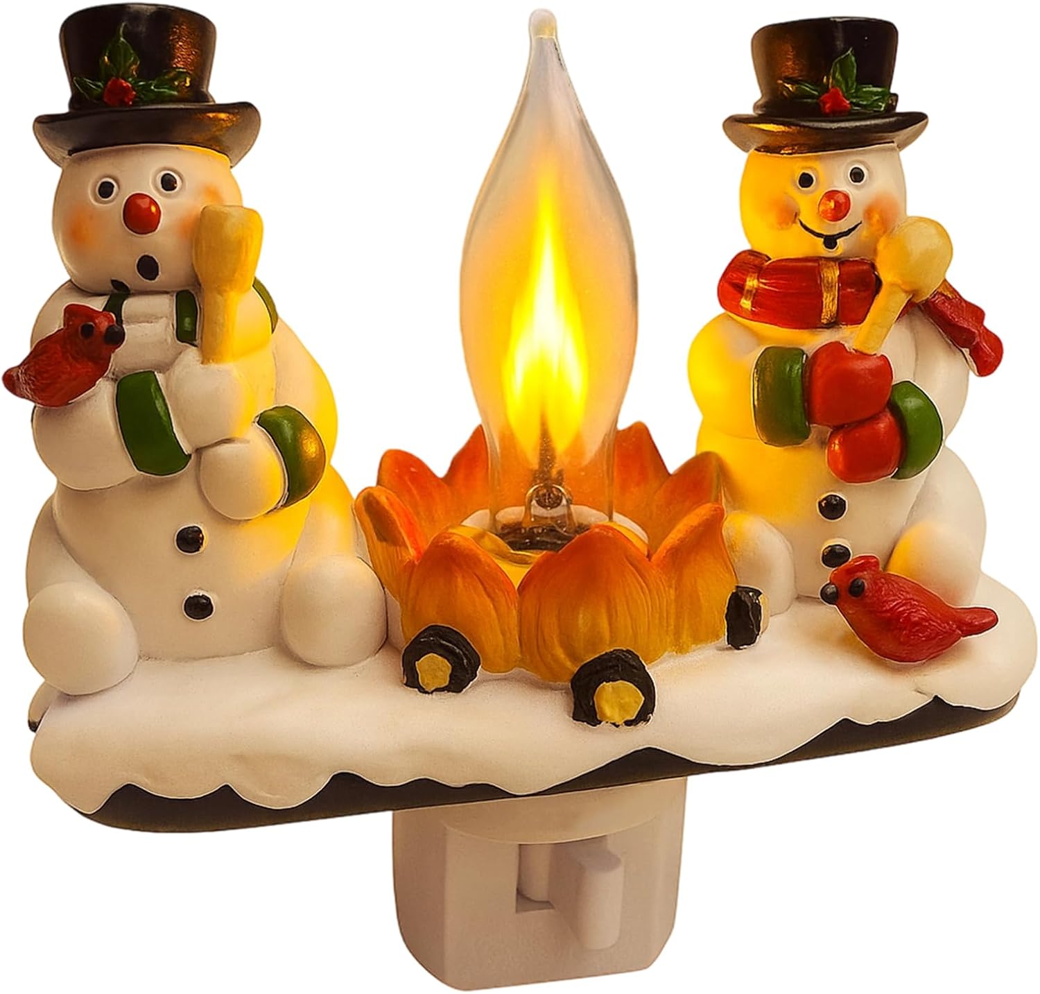 Abscalar Christmas Snowman Campfire Flickering NightLight, Cute Swivel ...