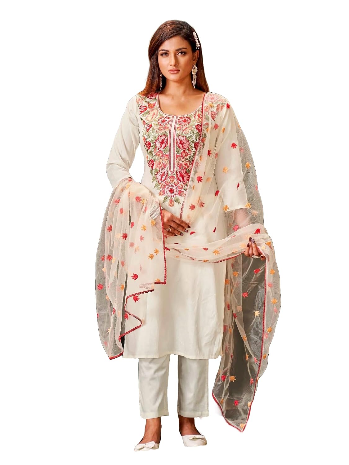 Buy LookMark Women's Embroidered Cotton Kurta Set: This Elegant ...