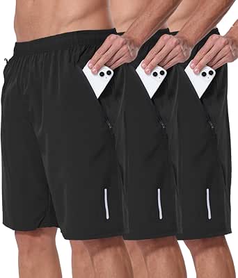 RPOVIG 3 Pack Men's Athletic Shorts Sets 9" Gym Workout Short with ...
