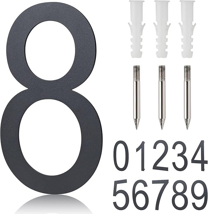 Amazon.com: 8" Stainless Steel Floating House Number, Black Metal ...