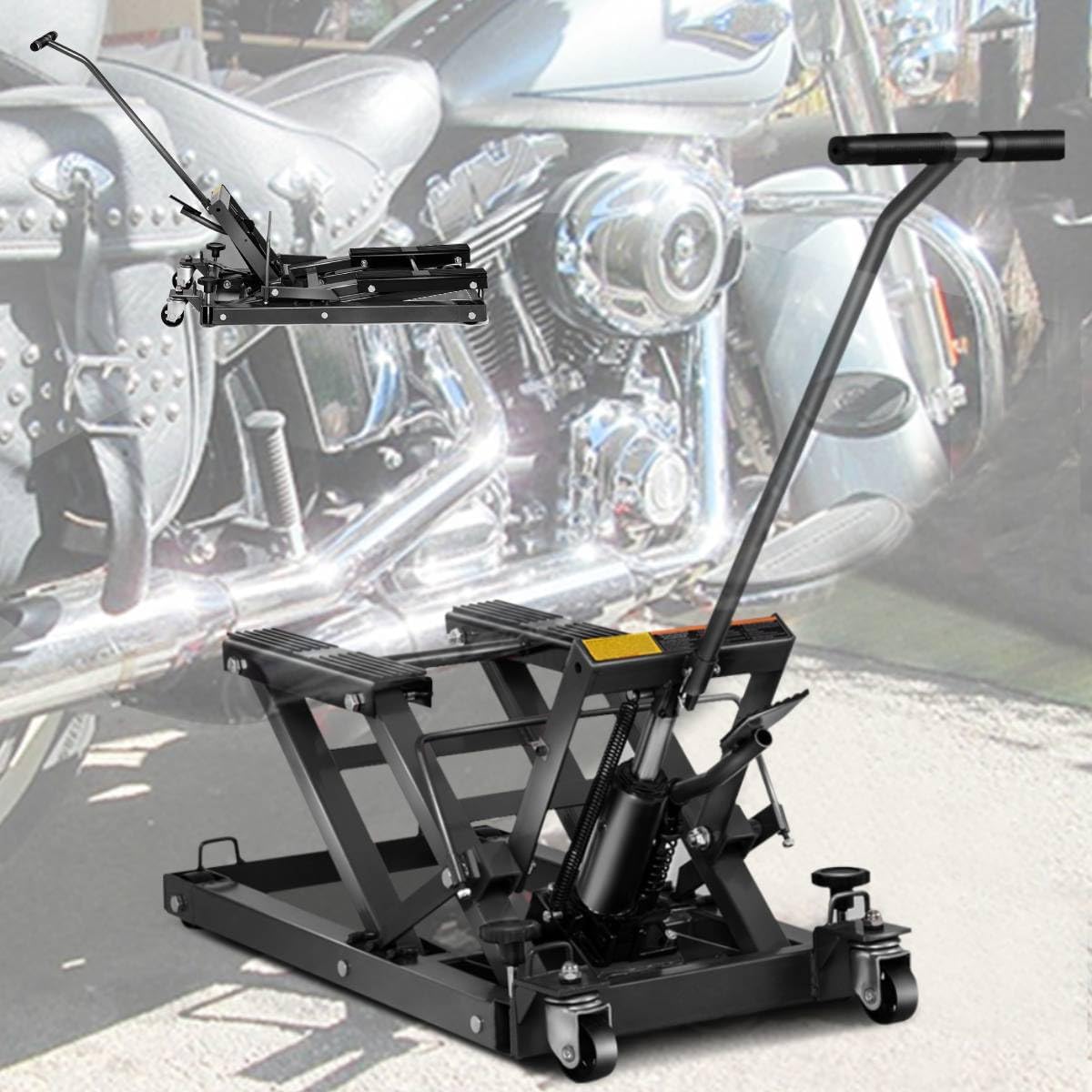 TANGZON 680KG Motorbike Lifts, Hydraulic Motorcycle Lift Jack with 3 ...