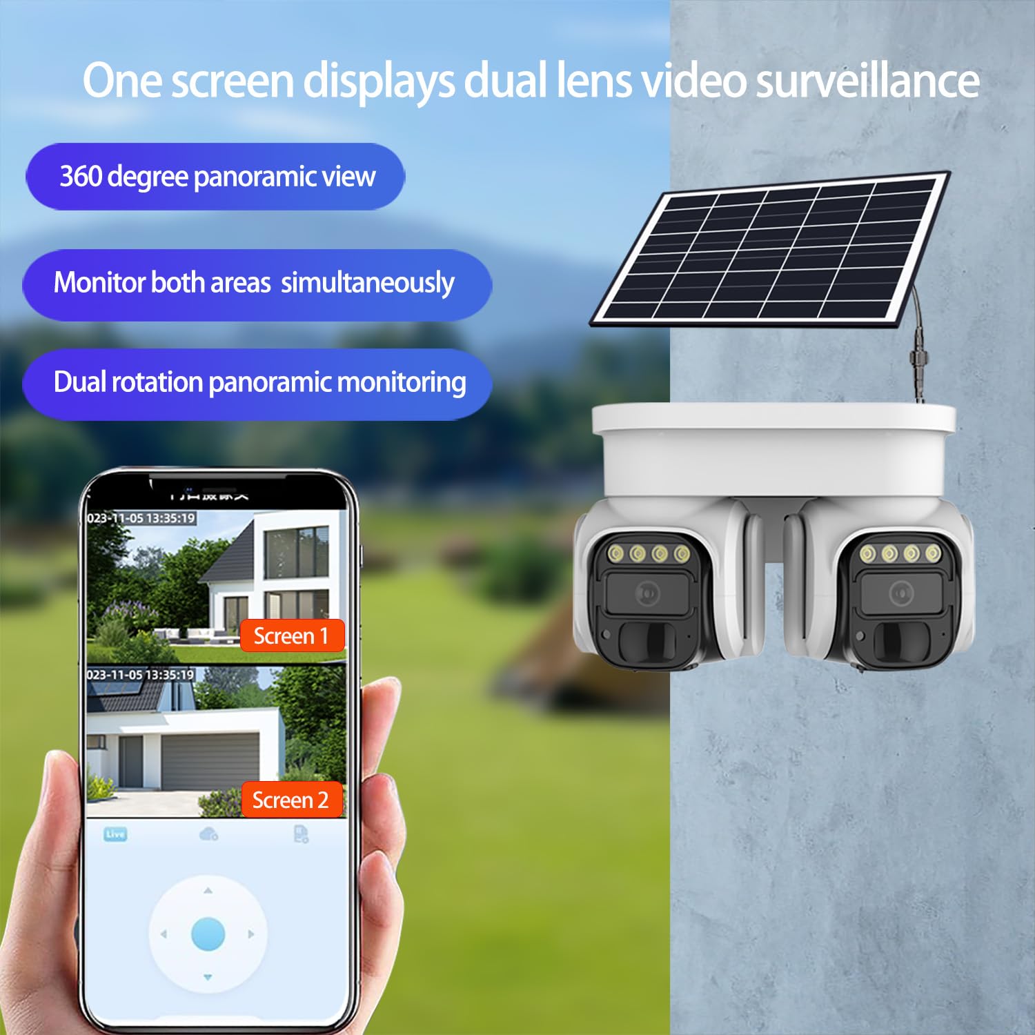 Dual Lens 4G LTE Cellular Security Camera Outdoor, Solar Wireless ...