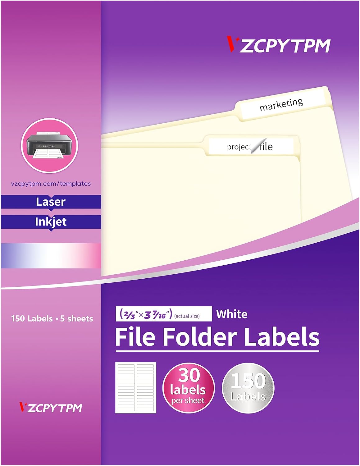 Amazon.com : File Folder Labels,150 Labels 1/3 Cut,Self Adhesive Labels ...