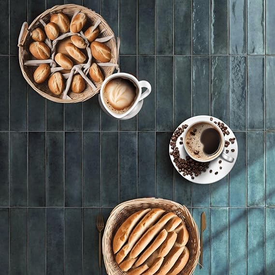 Tenedos Scandiano Series 2.5x10 Blue Handmade Look Glossy Porcelain ...