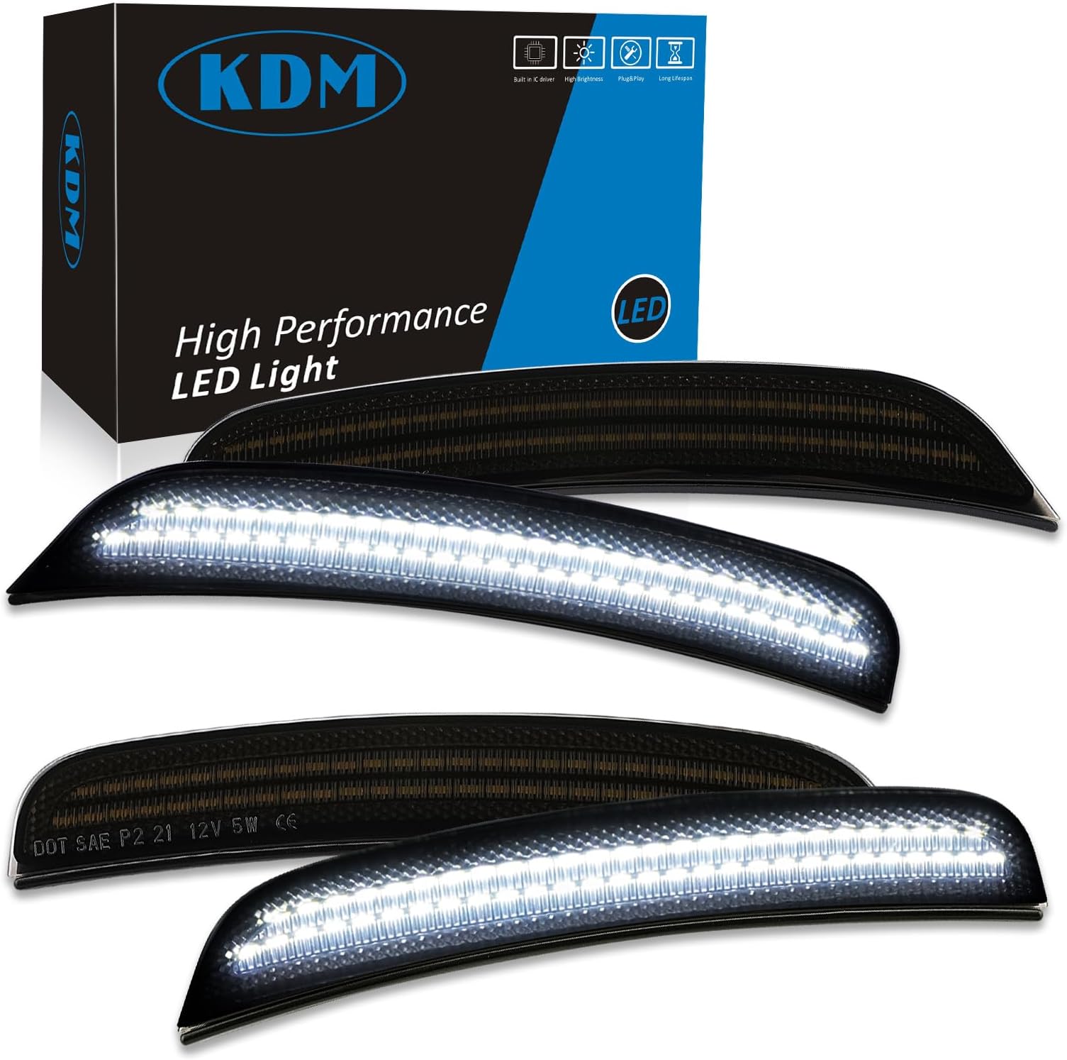 Amazon.com: KDM Smoked Lens LED Bumper Side Marker Reflectors Lights ...