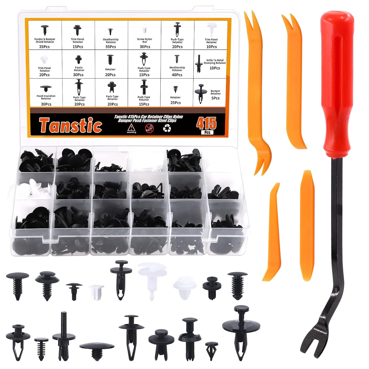 Tanstic 420Pcs Auto Push Pin Rivets Set, Bumper Retainer Clips Plastic ...