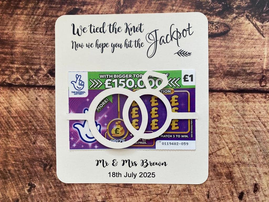 10X Personalised Wedding Ring Scratch card/Lottery Ticket Holders ...