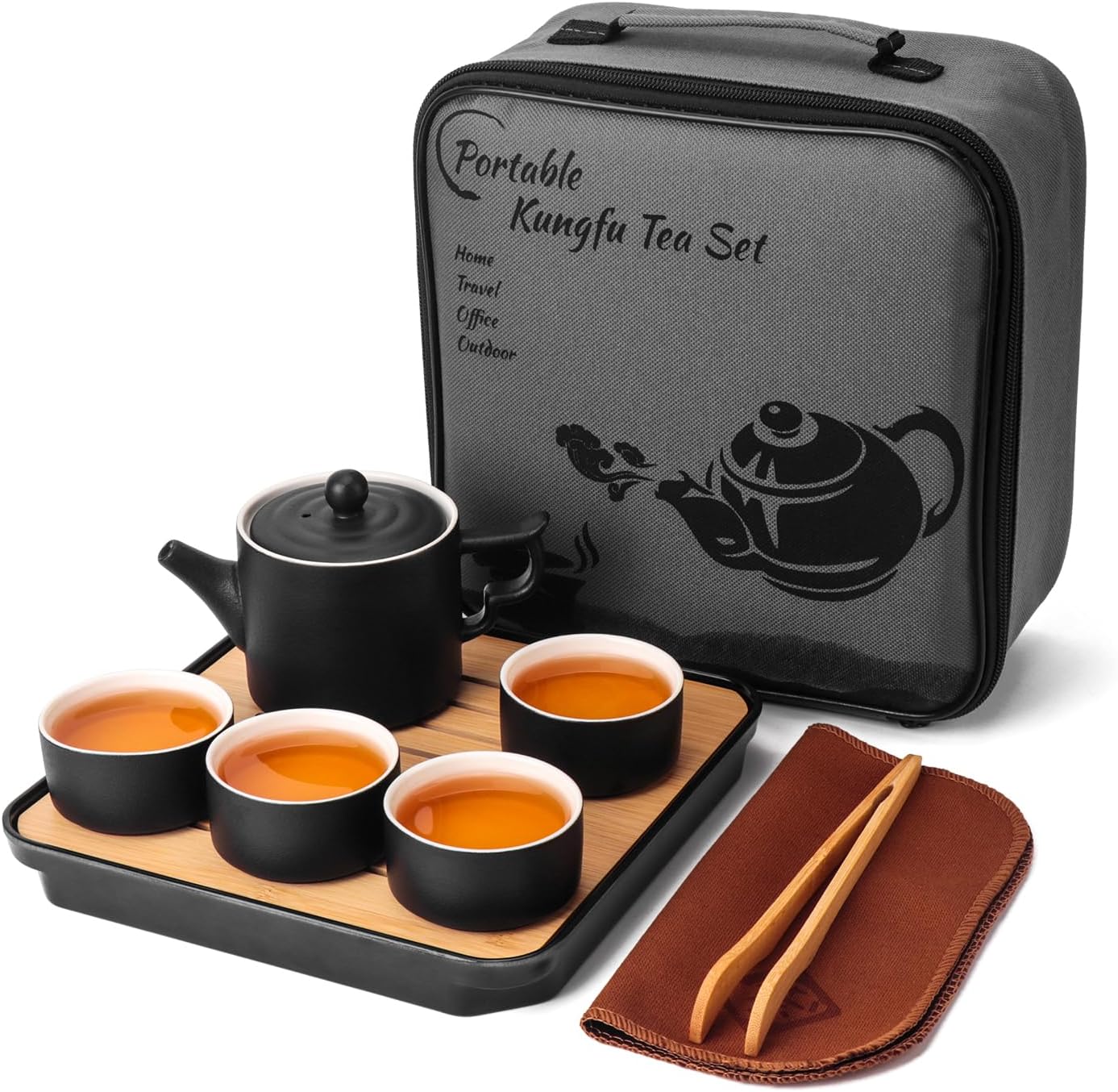 Amazon.com | Lyty Chinese Tea Pot Cup Set with Tray Infuser - Travel ...