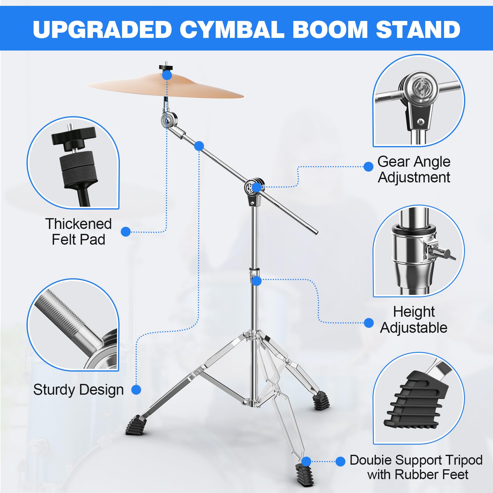 Snapklik.com : Podafu 2 Pack Boom Cymbal Stand, Adjustable Cymbal Stand ...