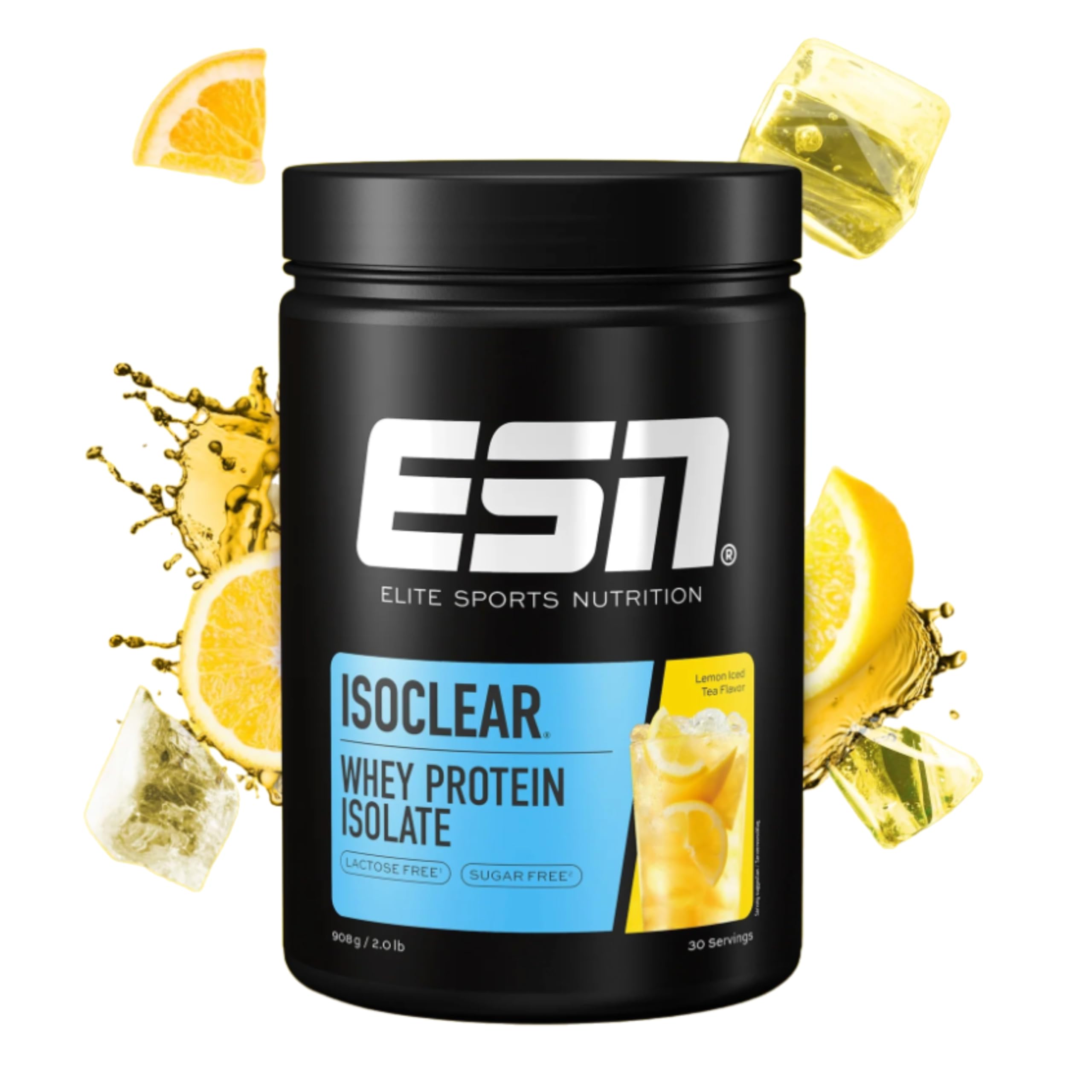 ESN ISOCLEAR Whey Isolate Protein Powder, Lemon Iced Tea, 908 g, 2 lbs ...