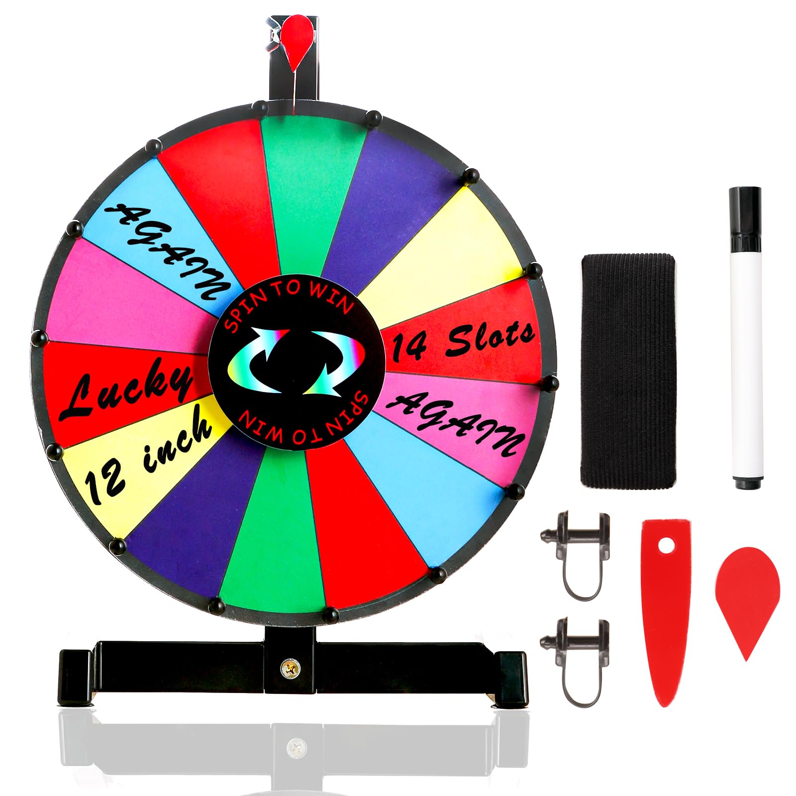 Amazon.com: PRUNkuar 12 Inch Spinning Prize Wheel, Tabletop 14 Slots ...