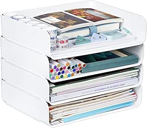 Greentainer Stackable Clear Paper Trays - Desktop Racks for Desk File ...