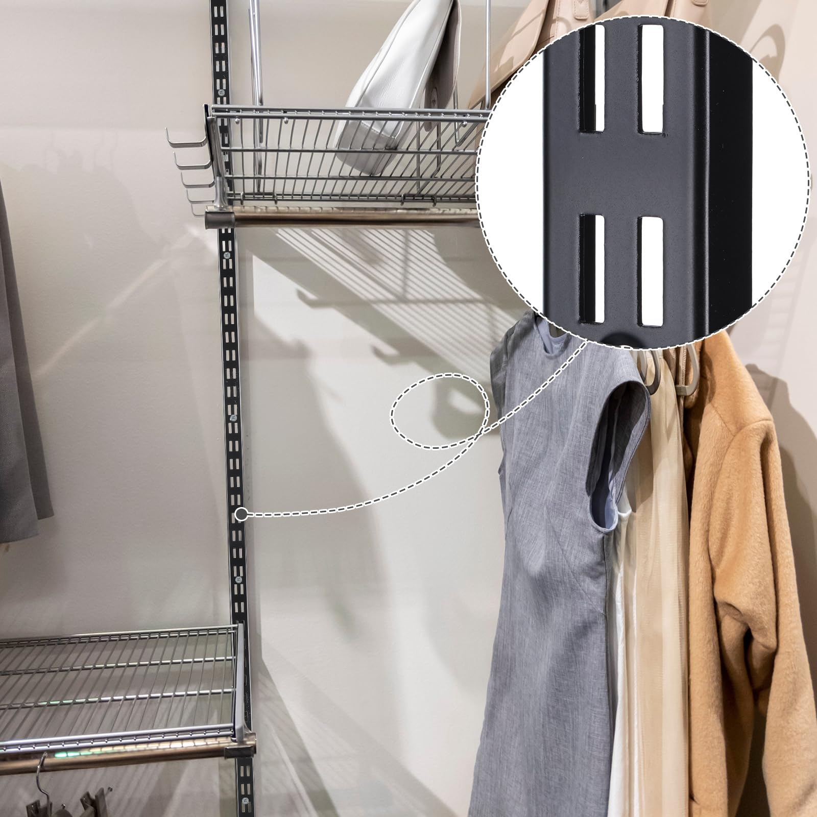 Snapklik.com : MorningRo 6 Pcs 47.5 Inches Shelf Rails Bracket Track ...