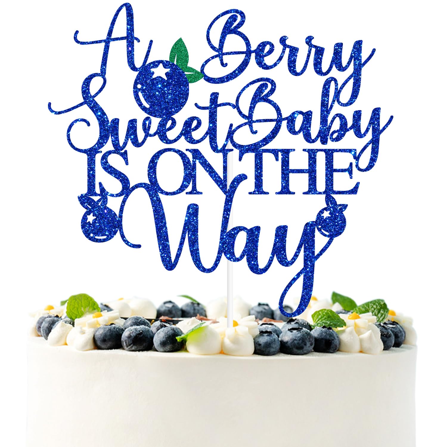 Amazon.com: Blue Glitter A Berry Sweet Baby is on the Way Cake Topper ...