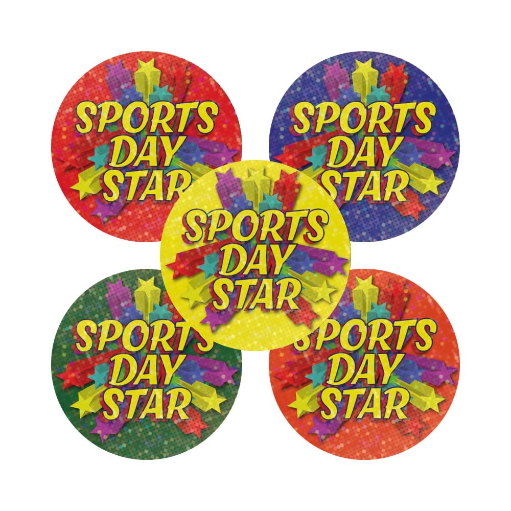 Sparkling 'Sports Day Star' Variety Pack of 125 x 28mm stickers ...