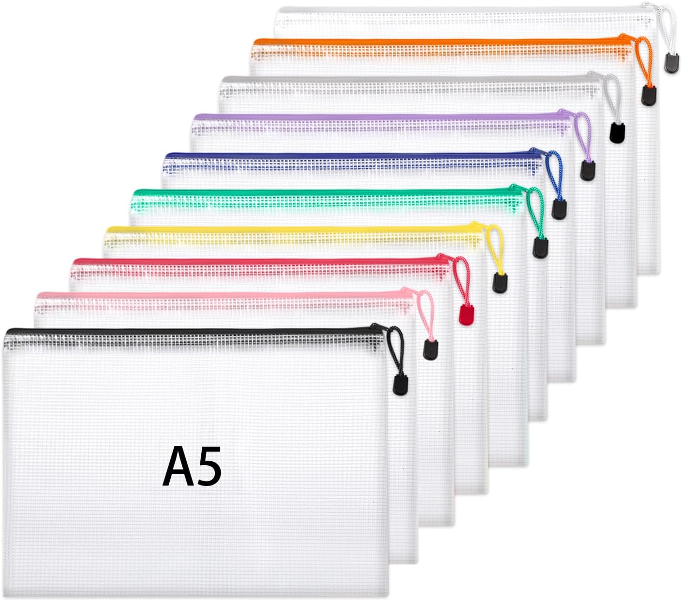 A5 Plastic Wallets, 10 Pack Zip Lock Bags Mesh Document Wallet File ...