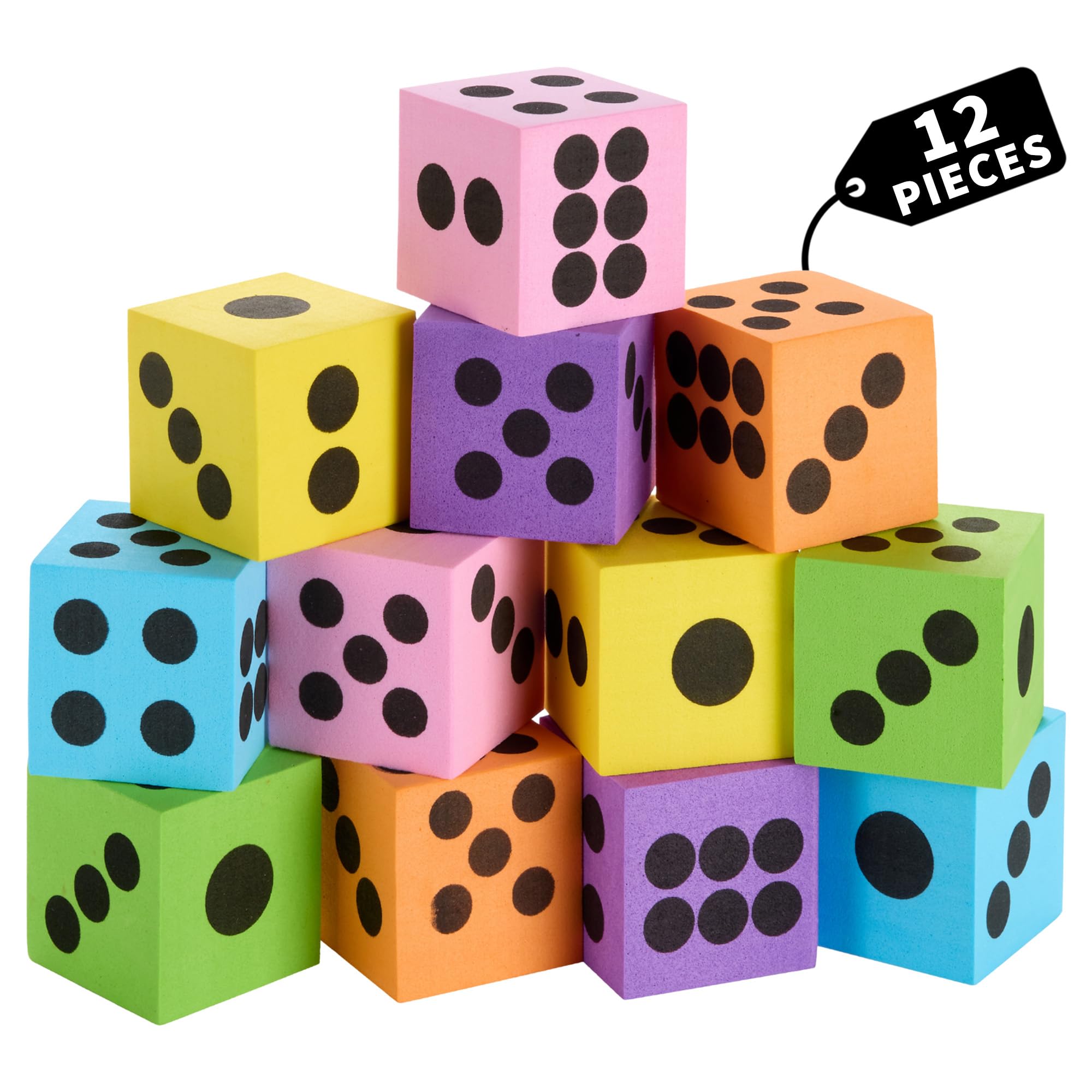 Amazon.com: Playbees Neon Big Foam Dice Set - 12-Pack, Jumbo, and ...