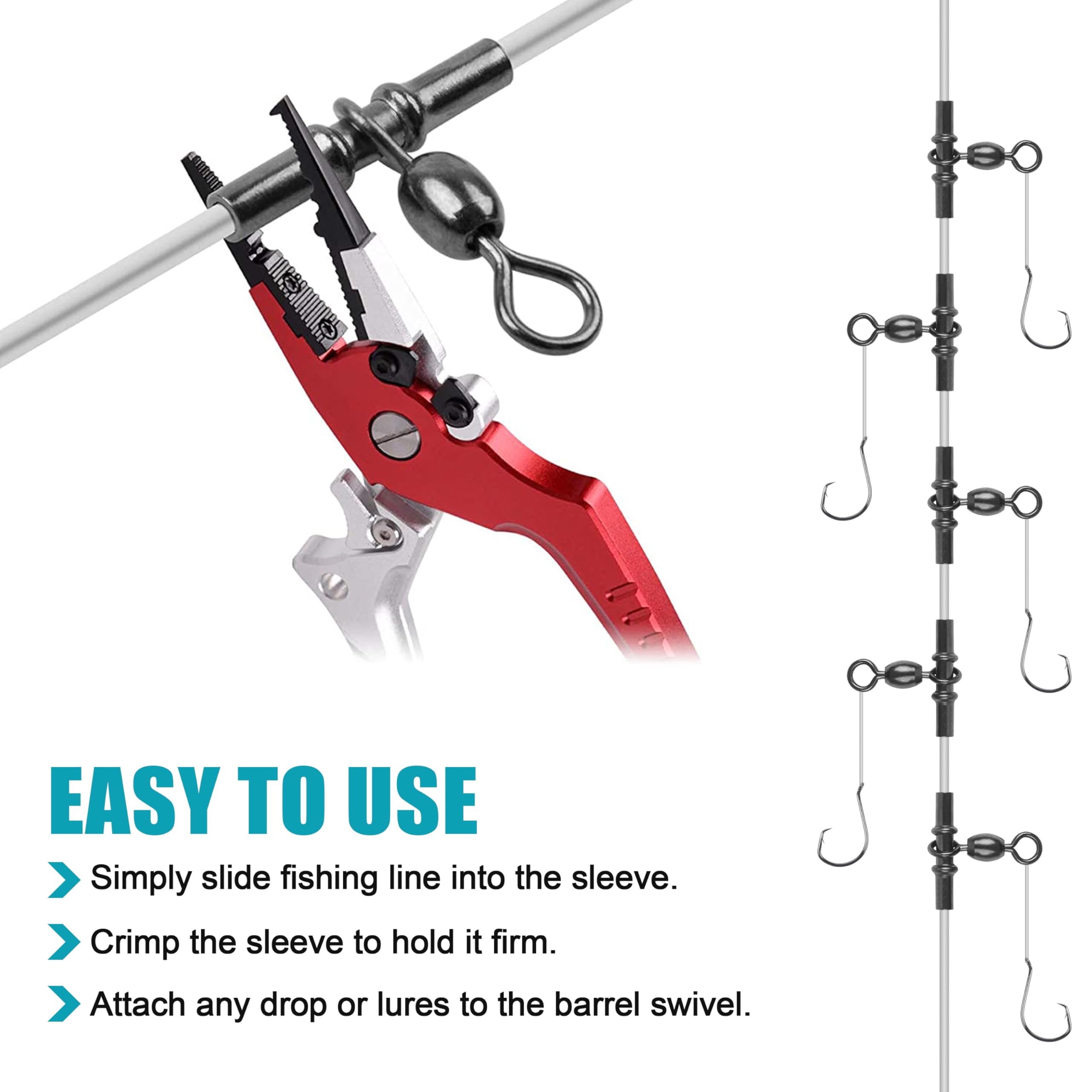 Snapklik.com : Fishing Cross Line 3 Way Swivel, 60pcs T-Shape Sleeve ...
