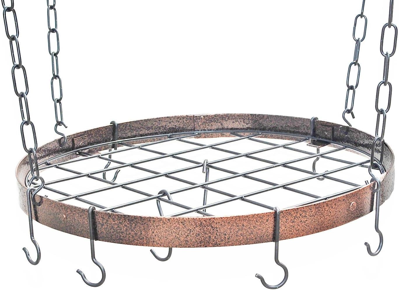 Amazon.com: Medium Gauge Oval Hanging Pot Rack with Grid & 12 Hooks ...