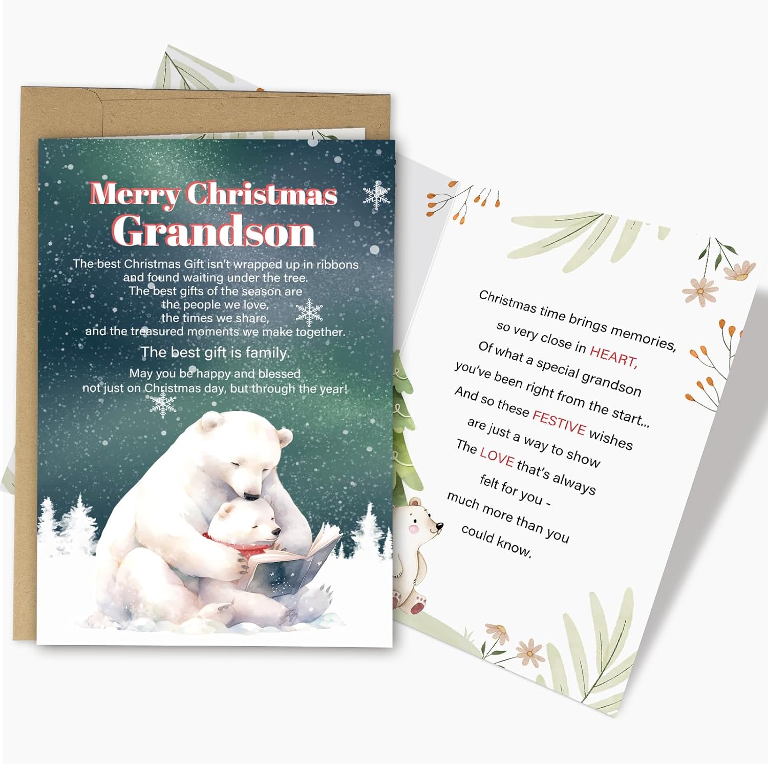 Amazon.com: RYYike Sweet Christmas Card for Grandson, Grandson Merry ...