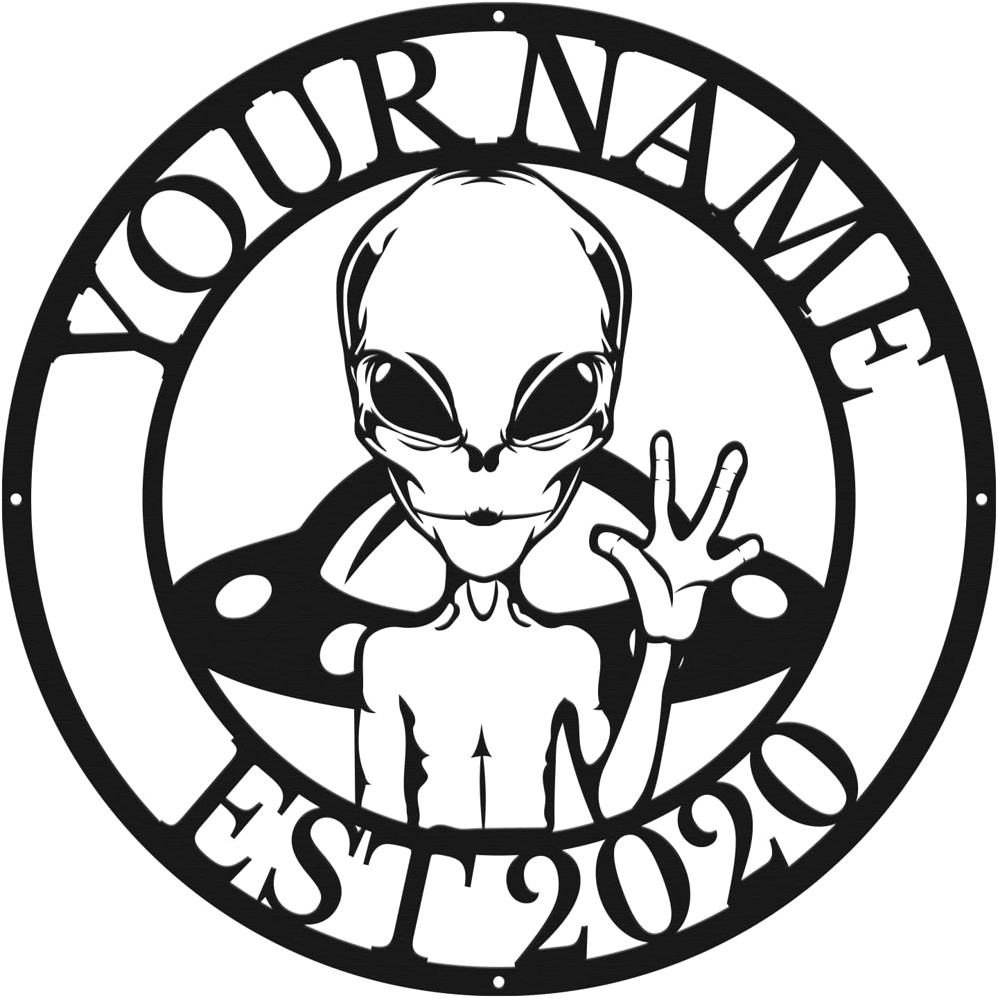 Amazon.com: Peanut Case Personalized Alien ET UFO Metal Wall Art Decor ...