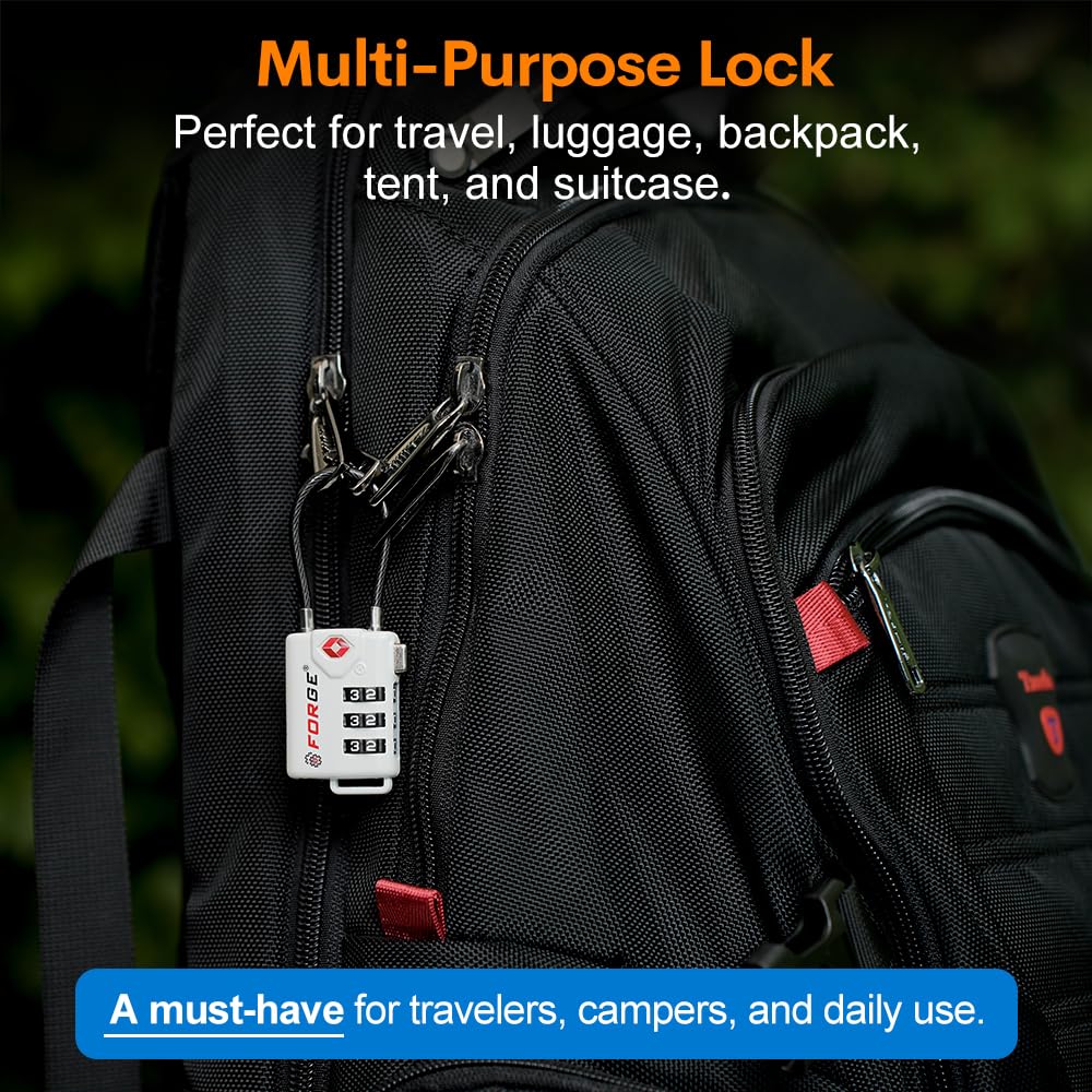 Snapklik.com : TSA Approved Cable Luggage Locks, Re-settable Combination