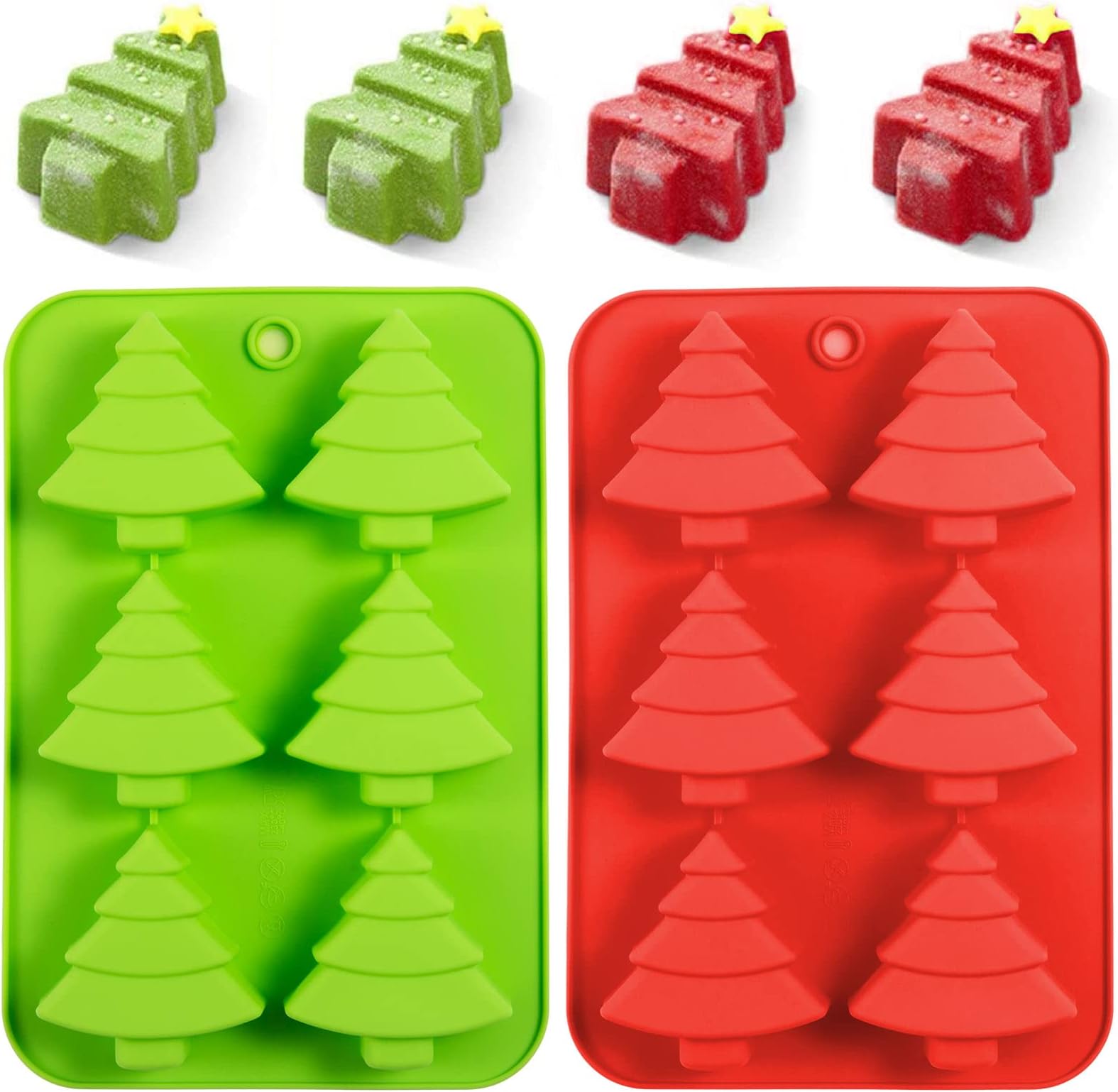 Amazon.com: AnyDesign Christmas Silicone Molds Red Green Xmas Tree Candy Chocolate Mould ...